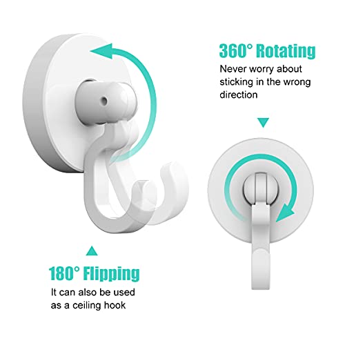 Adhesive Hooks, 8 Packs Ceiling Wall Hanging S Hooks, 360° Rotating, 180° Flip Utility Hangers for Heavy Duty, for Key Hat Plant Towel Waterproof Holder in Bedroom Bathroom Toilet Kitchen