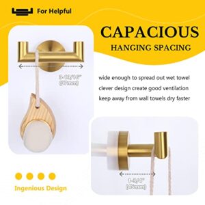 APLusee Double Robe Towel Hook, 304 Stainless Steel Dual Coat Hook Hanger, Utility Bathroom Toliet Kitchen Storage Holder Gorgeous Style, Brushed Gold…