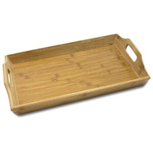 palm naki bamboo serving tray - bamboo decorative tray with handles, bamboo charcuterie tray, bamboo wood, 19.5” x 11.8” x 1.5”