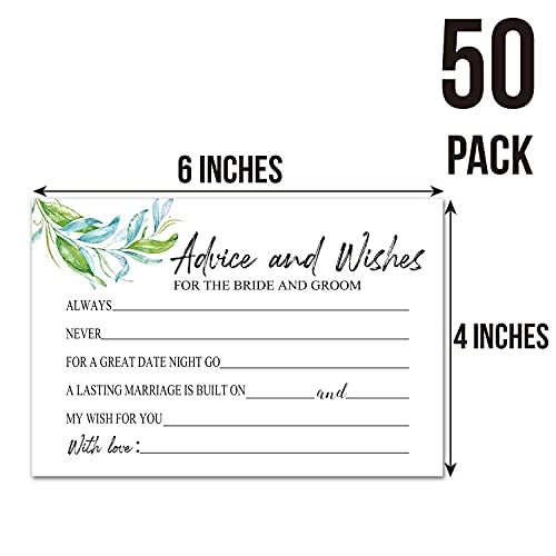 Advice and Wishes Cards for the Bride & Groom, New Mr and Mrs, Newlyweds, Wedding Advice Cards Perfect for Bridal Shower or Wedding, Wedding Guest Book Alternative, Pack of 50 4x6 Inch