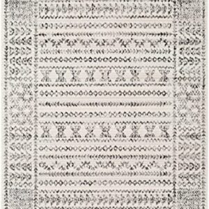 Greig Bohemian Farmhouse Living Room Bedroom Square Area Rug - Neutral Boho Carpet - Bordered - Off White, Black, Grey, Beige - 6'7" Square