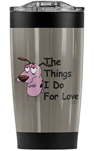 courage the cowardly dog for love stainless steel tumbler 20 oz coffee travel mug/cup, vacuum insulated & double wall with leakproof sliding lid | great for hot drinks and cold beverages