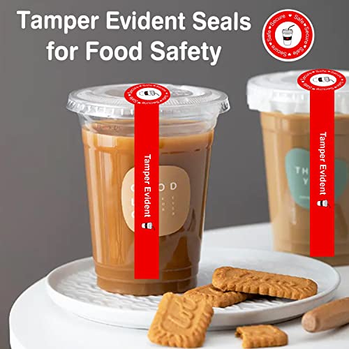 Safe Secure Tamper Evident Seals Stickers for Drink Lids 1" x 9" - 500 Pcs Food Delivery Stickers Sealed for Freshness Labels Drink Food Seal Stickers