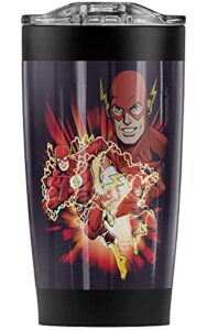 logovision the flash speed force stainless steel tumbler 20 oz coffee travel mug/cup, vacuum insulated & double wall with leakproof sliding lid | great for hot drinks and cold beverages