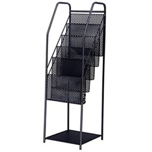 storage newspaper baskets magazine rack metal book rack gold rack white floor material rack school brochure black book rack (color : black, size : 30.530.596.5cm)