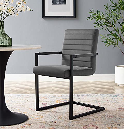 Modway Savoy Performance Velvet Dining Chair Set of 2, Gray