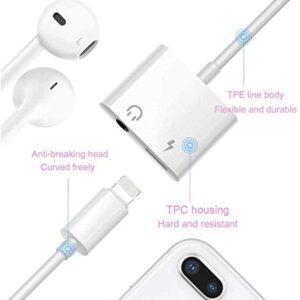 [Apple MFi Certified] Charger Headphones Adapter for iPhone,2 in 1 Belcompany Lightning to 3.5mm Jack Dongle Aux Audio & Charger Splitter Adapter Compatible with iPhone 12/11/XS/XR/X/8/7/iPad/iPod