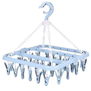 TUKE 32 Clips Folding Clothes Dryer Hanger Children Adults Clothes Dryer Windproof Socks Underwear Plastic Drying Rack