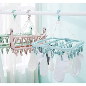 TUKE 32 Clips Folding Clothes Dryer Hanger Children Adults Clothes Dryer Windproof Socks Underwear Plastic Drying Rack