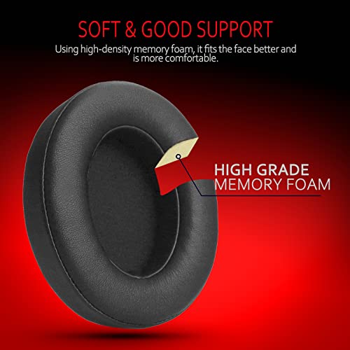 Krone Kalpasmos Studio 3 Replacement Ear Pads, Compatible with Beats Studio 2 & 3 Wired/Wireless/Model B0501/Model B0500 Headphone, Protein Leather & Memory Foam, Black