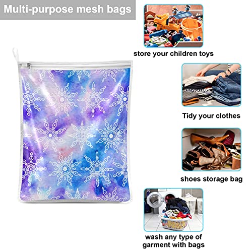 Winter Decorative Snowflakes Laundry Mesh Bag Delicates Lingerie Laundry Wash Bag Heavy Duty with Zipper Laundry Net Bags for Apartment Dorm Family Laundromat