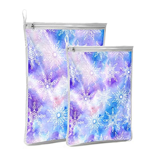 Winter Decorative Snowflakes Laundry Mesh Bag Delicates Lingerie Laundry Wash Bag Heavy Duty with Zipper Laundry Net Bags for Apartment Dorm Family Laundromat