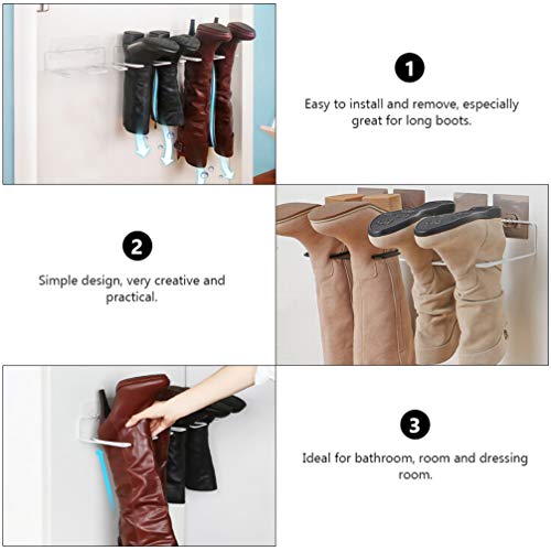 Happyyami 2pcs Boot Rack High Tall Boots Storage Organizer Wall Mounted Shoe Holder Shelf Boot Shapers Support Form Shaping Inserts Boot Butler Standing Boot Rack