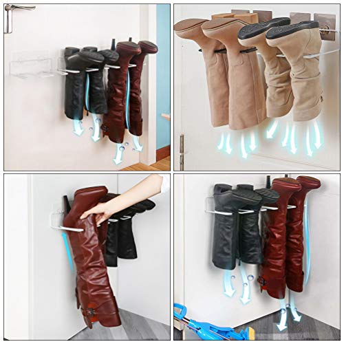 Happyyami 2pcs Boot Rack High Tall Boots Storage Organizer Wall Mounted Shoe Holder Shelf Boot Shapers Support Form Shaping Inserts Boot Butler Standing Boot Rack