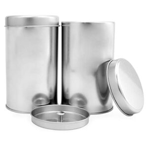 Solstice Double Seal Tea Canisters (4-Pack, Small); Round Metal Containers with Interior Seal Lid