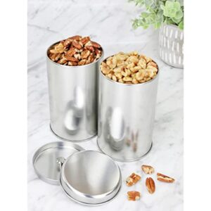 Solstice Double Seal Tea Canisters (4-Pack, Small); Round Metal Containers with Interior Seal Lid