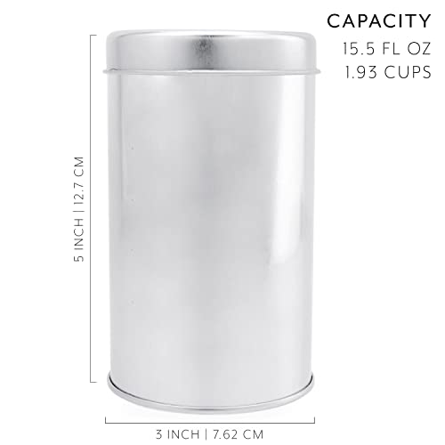 Solstice Double Seal Tea Canisters (4-Pack, Small); Round Metal Containers with Interior Seal Lid