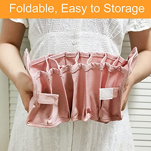 Coopay 2 Pack Underwear Drawer Organizer Foldable Closet Underwear Organizer Bra Organizer Drawer Divider for Ties Socks Bra Clothes Storage with Washable Fabric (Gray and Pink)