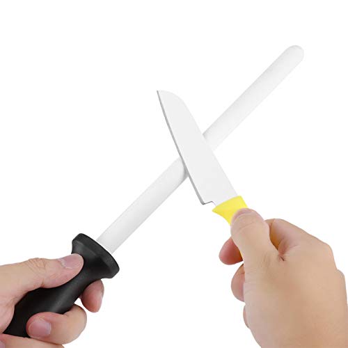 Knife Sharpening Steel, 8inch Professional Ceramic Knife Sharpening Rod, Knife Blade Sharpener Honer Knife Rod Sharpener for Kitchen Knife Scissors