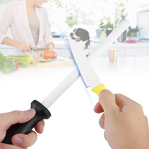 Knife Sharpening Steel, 8inch Professional Ceramic Knife Sharpening Rod, Knife Blade Sharpener Honer Knife Rod Sharpener for Kitchen Knife Scissors