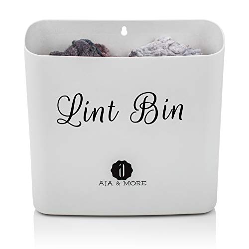 Lint Holder Bin and Dryer Sheet Dispenser Magnetic for Laundry Room Organization by A.J.A. & More (Light Grey)