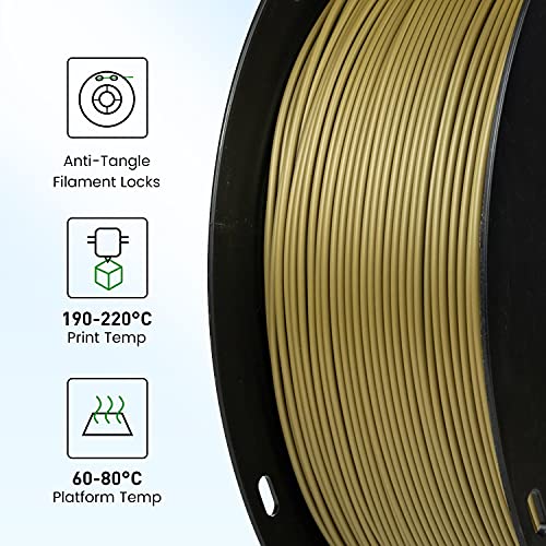 3D Printer Filament PLA 1.75mm - 1KG Premium Quality Filament Bundle with Spool, Eco-Friendly, Non-Toxic, Consistent Diameter and Tolerance for Precise Printing - Vacuum-Sealed Packaging -(Gold)