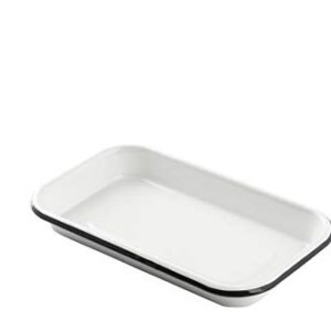 Tablecraft Sheet pan Server, 1/8 Size, Creamy White with Black Rim, 10x6x1.125