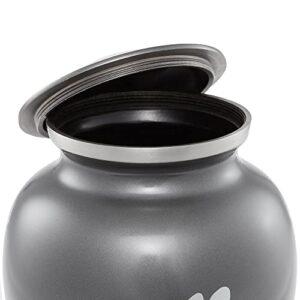 Reminded Pet Cremation Urns for Dog and Cat Ashes, Memorial Paw Print Urn - Small Up to 35 Pounds Gray