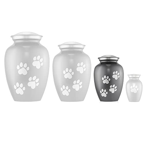 Reminded Pet Cremation Urns for Dog and Cat Ashes, Memorial Paw Print Urn - Small Up to 35 Pounds Gray