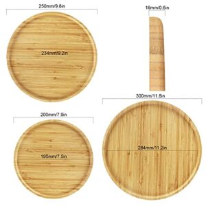 Ebingoo 2 pcs 10 inch Thick Solid Bamboo Large Plant Saucer for Outdoors 8-10 inch Pots Round Plant Trays for Indoors no Holes Durable Flower Succulent Cactus Planter Plant Plate