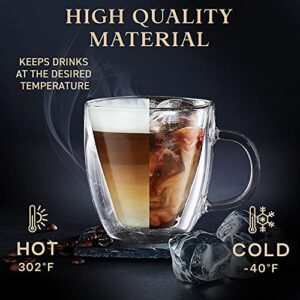 Glass Espresso Cups - Double Wall Insulated Coffee Mugs - Designed in USA - 2 Pack, 5 oz - Set for Cappuccino,Latte,Tea,Shots - Borosilicate Glassware - Dishwasher,Microwave Safe - Premium Gift Box