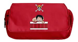 handafa manga one piece pencil case anime sea king pencil pouch holder large capacity pen case(red luffy)