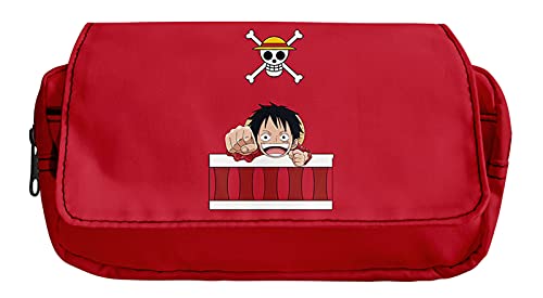 HANDAFA Manga One Piece Pencil Case Anime Sea King Pencil Pouch Holder Large Capacity Pen Case(Red Luffy)