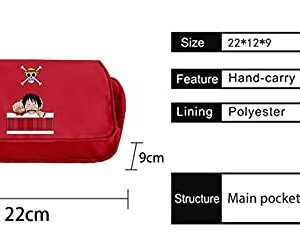 HANDAFA Manga One Piece Pencil Case Anime Sea King Pencil Pouch Holder Large Capacity Pen Case(Red Luffy)