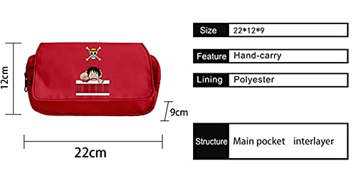 HANDAFA Manga One Piece Pencil Case Anime Sea King Pencil Pouch Holder Large Capacity Pen Case(Red Luffy)