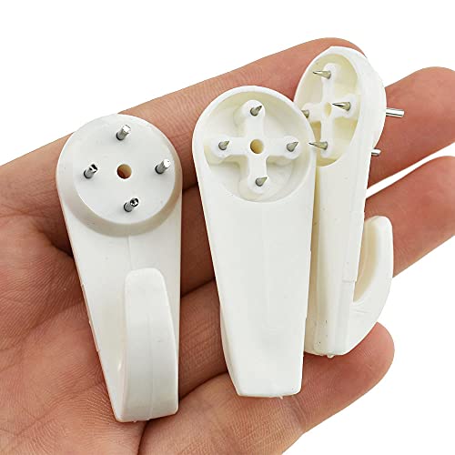 Binzzo 5.1cm Length Hardwall Hanger Non-Mark Instantly Hanging Strong Adhesive Invisible Traceless Nails Hooks Mount Fasteners 10 Pieces for Picture Frames LED Light Apartment Cinder Block Wall