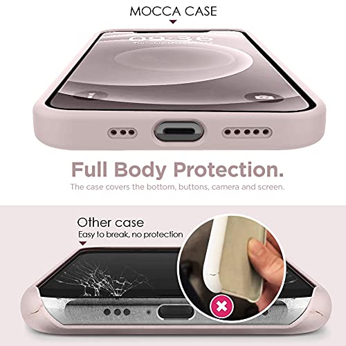 MOCCA Compatible with iPhone 12 Case, iPhone 12 Pro Case 6.1inch with Ring Kickstand | Super Soft Microfiber Lining | Anti-Scratch Full-Body Shockproof Protective Case for iPhone 12/12 Pro - Pink Sand