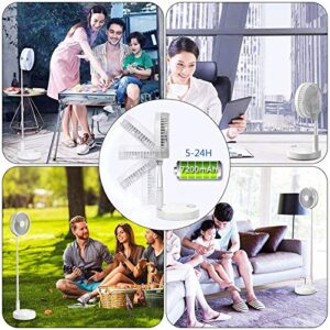 Portable Desk Fan，Rechargeable Oscillating Telescopic Floor Fan Small USB Stand Fan with Humidification 3 Speed Adjustable Wind for Personal Bedroom Office Outdoor Camping-White