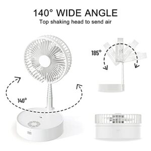 Portable Desk Fan，Rechargeable Oscillating Telescopic Floor Fan Small USB Stand Fan with Humidification 3 Speed Adjustable Wind for Personal Bedroom Office Outdoor Camping-White