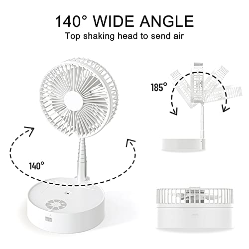 Portable Desk Fan，Rechargeable Oscillating Telescopic Floor Fan Small USB Stand Fan with Humidification 3 Speed Adjustable Wind for Personal Bedroom Office Outdoor Camping-White