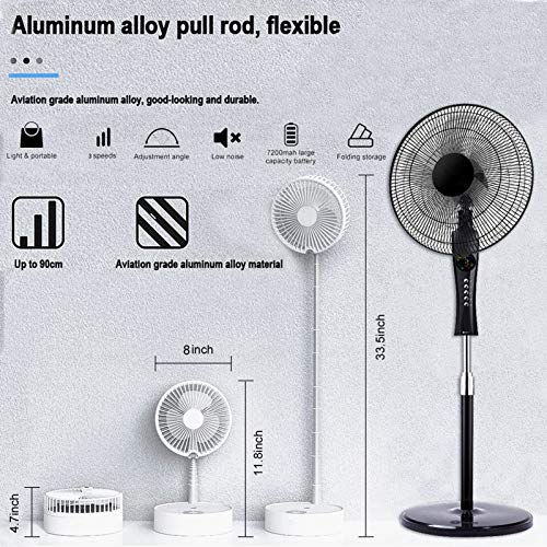 Portable Desk Fan，Rechargeable Oscillating Telescopic Floor Fan Small USB Stand Fan with Humidification 3 Speed Adjustable Wind for Personal Bedroom Office Outdoor Camping-White