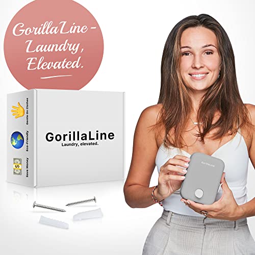 GorillaLine - Retractable Clothesline Indoor Outdoor Clothes Line | Heavy Duty Clothes Drying Laundry Line | Wall Mounted Drying Rack Clothing Line | Retracting Hanging | Lock to Prevent Sagging