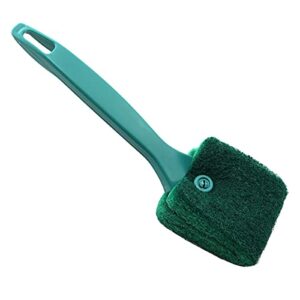 zrm&e double-sided fish tank cleaning brush with non-slip handle plastic sponge aquarium fish tank glass plant cleaning brush floating clean window algae scraper short type 9 inches, green