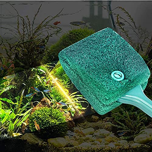 ZRM&E Double-Sided Fish Tank Cleaning Brush with Non-Slip Handle Plastic Sponge Aquarium Fish Tank Glass Plant Cleaning Brush Floating Clean Window Algae Scraper Short Type 9 Inches, Green