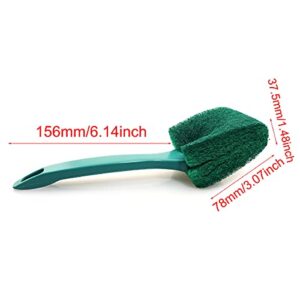 ZRM&E Double-Sided Fish Tank Cleaning Brush with Non-Slip Handle Plastic Sponge Aquarium Fish Tank Glass Plant Cleaning Brush Floating Clean Window Algae Scraper Short Type 9 Inches, Green