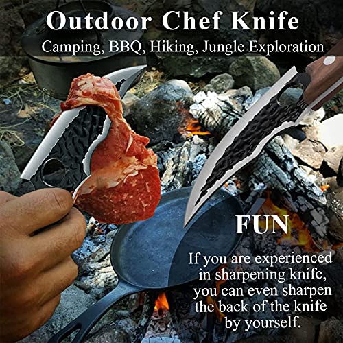 Upgraded Huusk Kitchen Chef Knife Viking Knife with Sheath Japanese Forged Japan Knives Boning Knife Multipurpose Meat Knives Outdoor Camping BBQ Knife with Gift Box