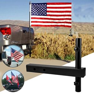 Hitch Mount Flagpole Holder, Denforste Flagpole Hitch Flag Pole with Anti-Wobble Screws, Flag Hitch Mount Universal for 2 inches Receiver, for Jeep, SUV, RV, Pickup, Truck, Camper, Trailer