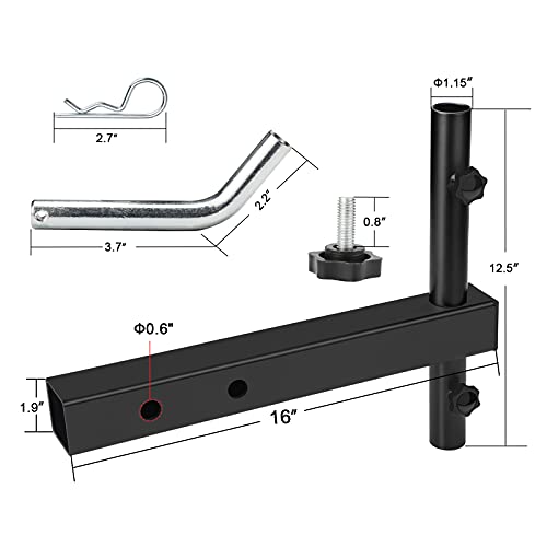 Hitch Mount Flagpole Holder, Denforste Flagpole Hitch Flag Pole with Anti-Wobble Screws, Flag Hitch Mount Universal for 2 inches Receiver, for Jeep, SUV, RV, Pickup, Truck, Camper, Trailer