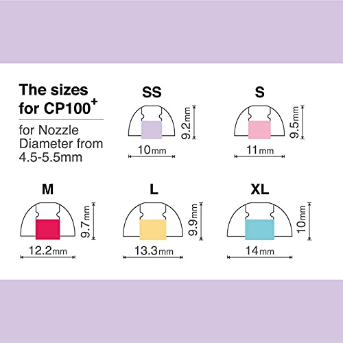 SpinFit CP100 Plus for IEM - M - Medical Grade Silicone Patented Eartips, Secure Fit and Supreme Comfort, Reduce Allergic Reaction, One Set Fits Normal and Thin Nozzles(2 Pairs)(with Inserts)