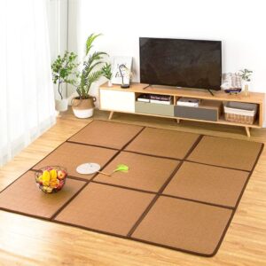 nisorpa 71'' x 71'' japanese rug tatami rug mat 0.47'' thick japanese floor mattress rattan non-slip breathable memory foam area rug bedroom sleeping crawling playmat japanese tatami mat, brown